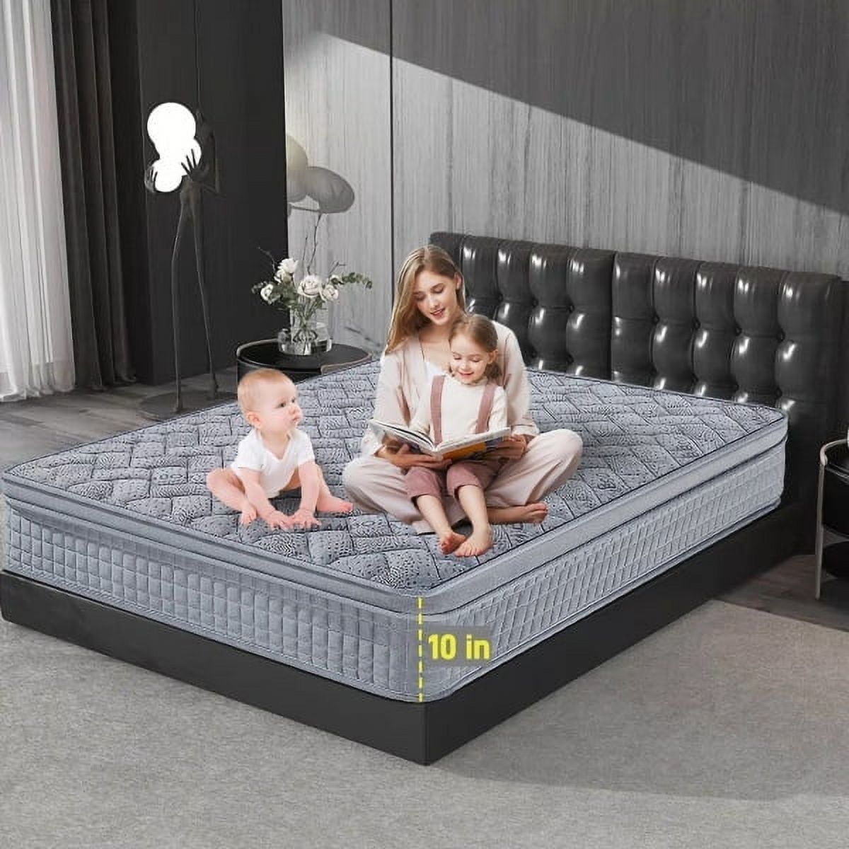 BMMB 12" King Gel Memory Foam Innerspring Hybrid Mattress High ...