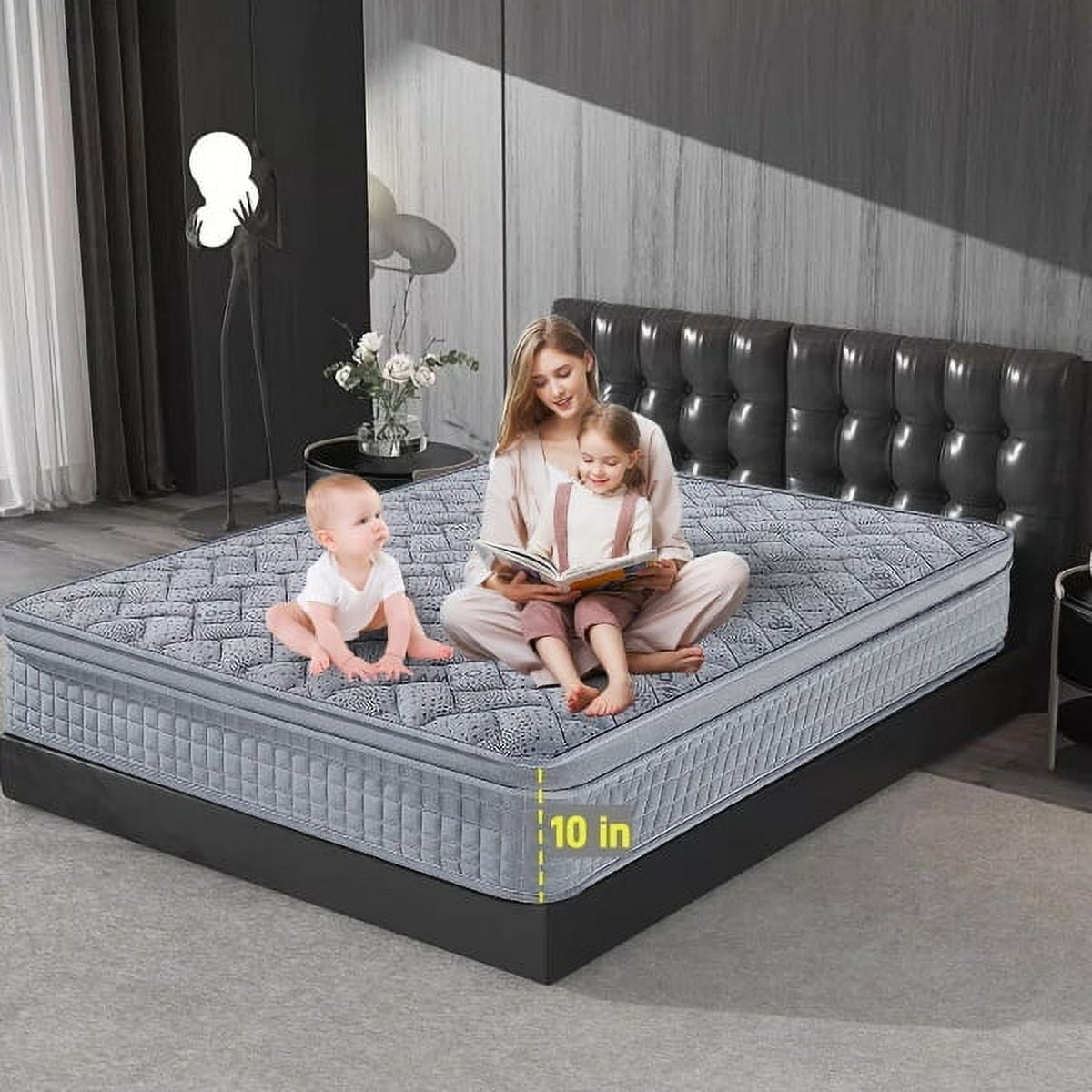 BMMB 12" Queen Gel Memory Foam Innerspring Hybrid Mattress High ...