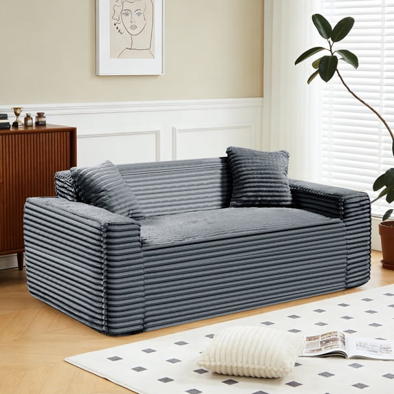 BMMB 74.8" Modern 3 Seater Boneless Couch,Floor Sofa with Deep Seat ...