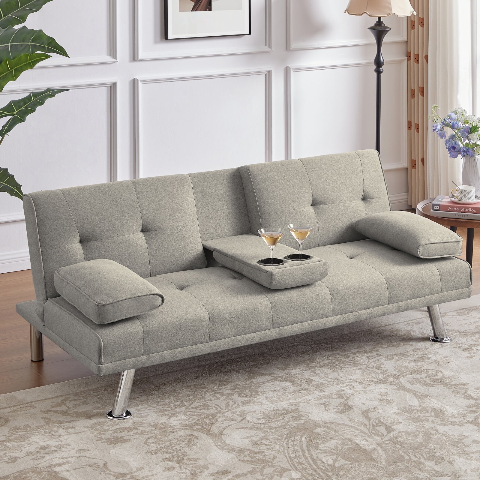 BMMB BEIGE Stretch Futon Covers Sofa Bed Slipcover with Removable ...