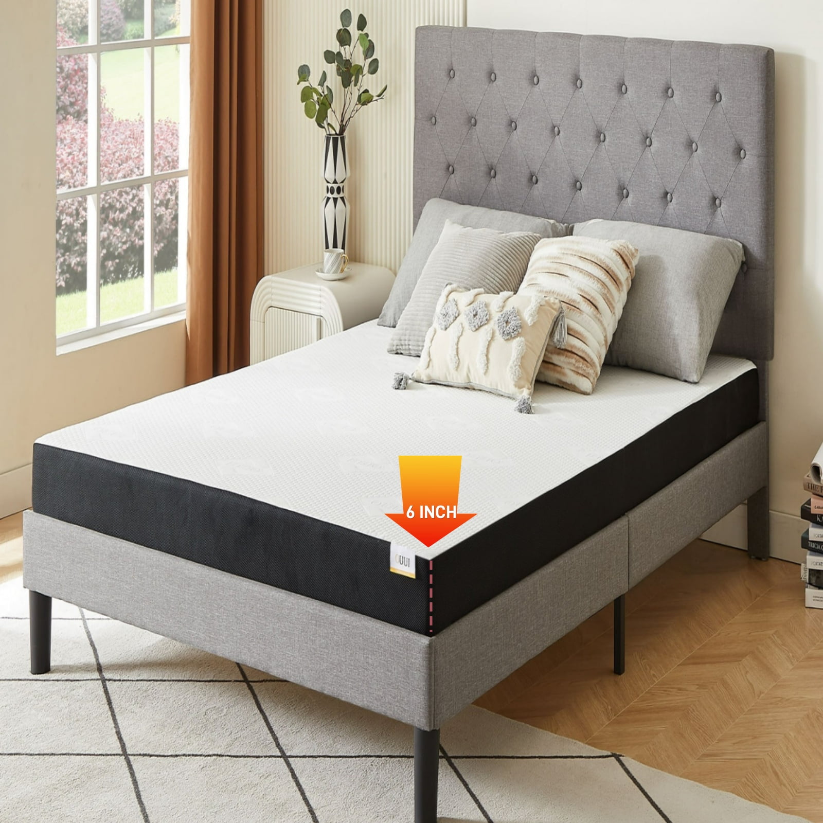 BMMB Memory Foam Mattress,6 inch, Twin, Medium Firm Feel, Waterproof ...