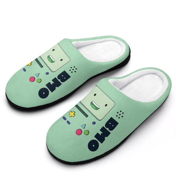 BMO Adventure Time Men's Fuzzy Slippers House Open Back Slippers Closed ...