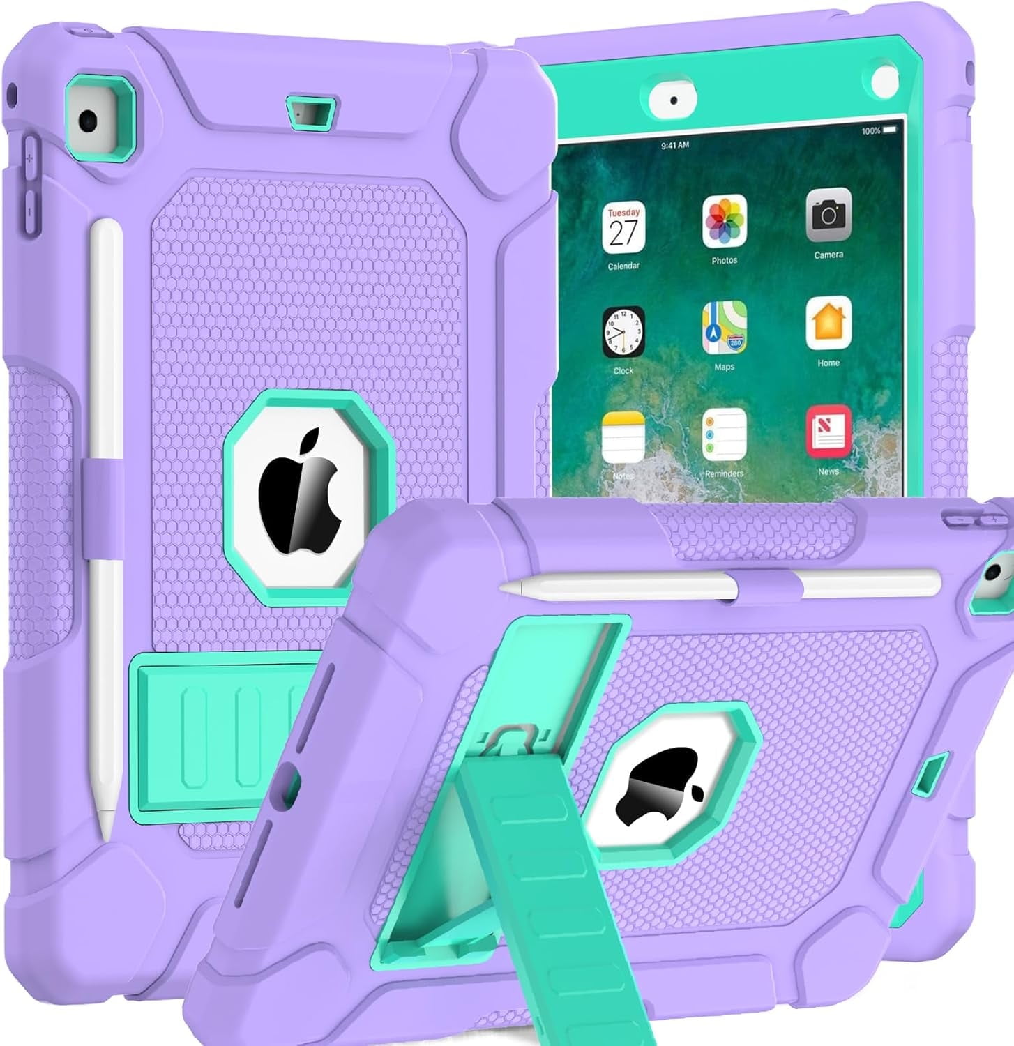 BMOUO Case for iPad 6th 5th Generation 9.7 inch Shockproof Protective Cover with Built-in Stand ...