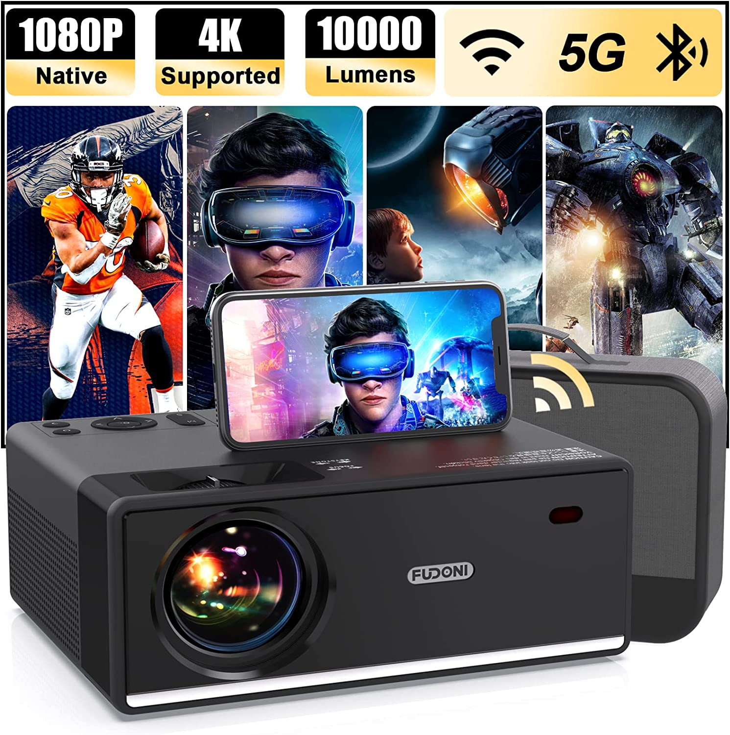 BMTBUY Projector with WiFi and Bluetooth, Projector 4K Support Native ...