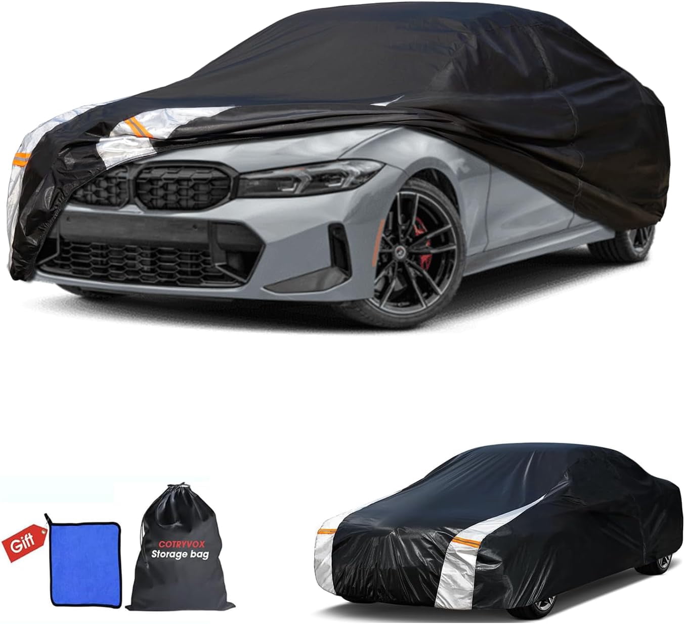 BMW 3 Series Car Cover 100% Waterproof All Weather, Gift with Towel, 10 ...