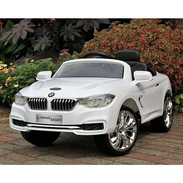 BMW 4-Series Licensed Ride-On Power Wheel Toy Car, 12V Battery, White ...