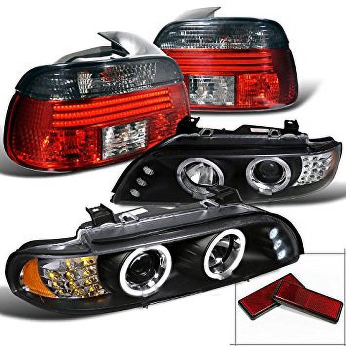 BMW E39 5-Series Black Halo LED Signal Projector Headlights+Red/Smoke ...