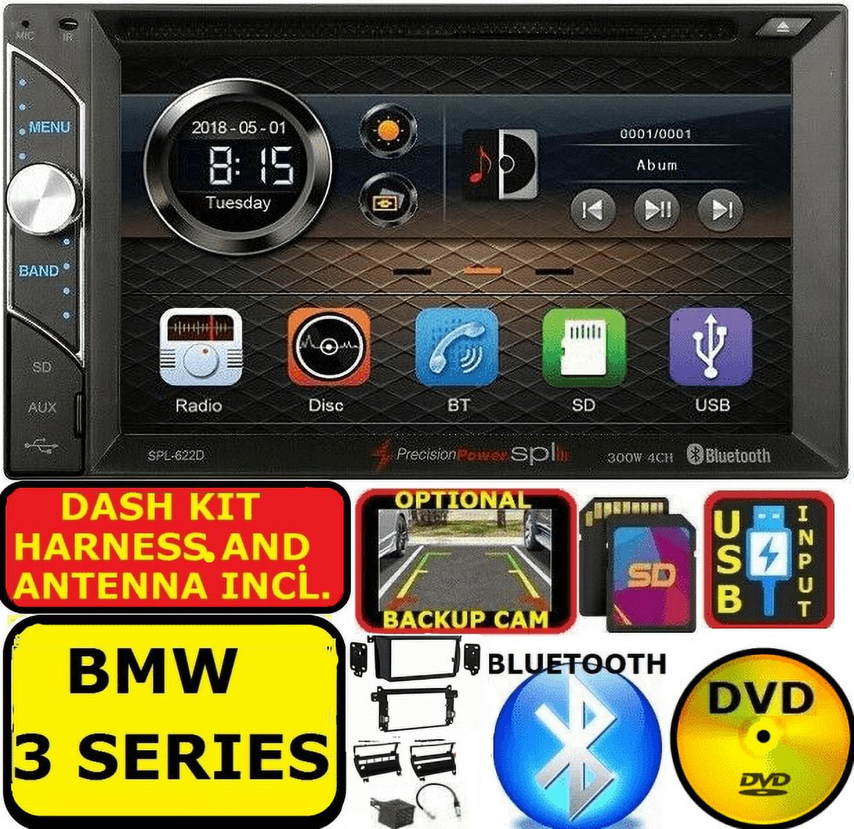 BMW E46 3 SERIES BLUETOOTH TOUCHSCREEN CD/DVD USB AUX SD MP3 CAR RADIO ...