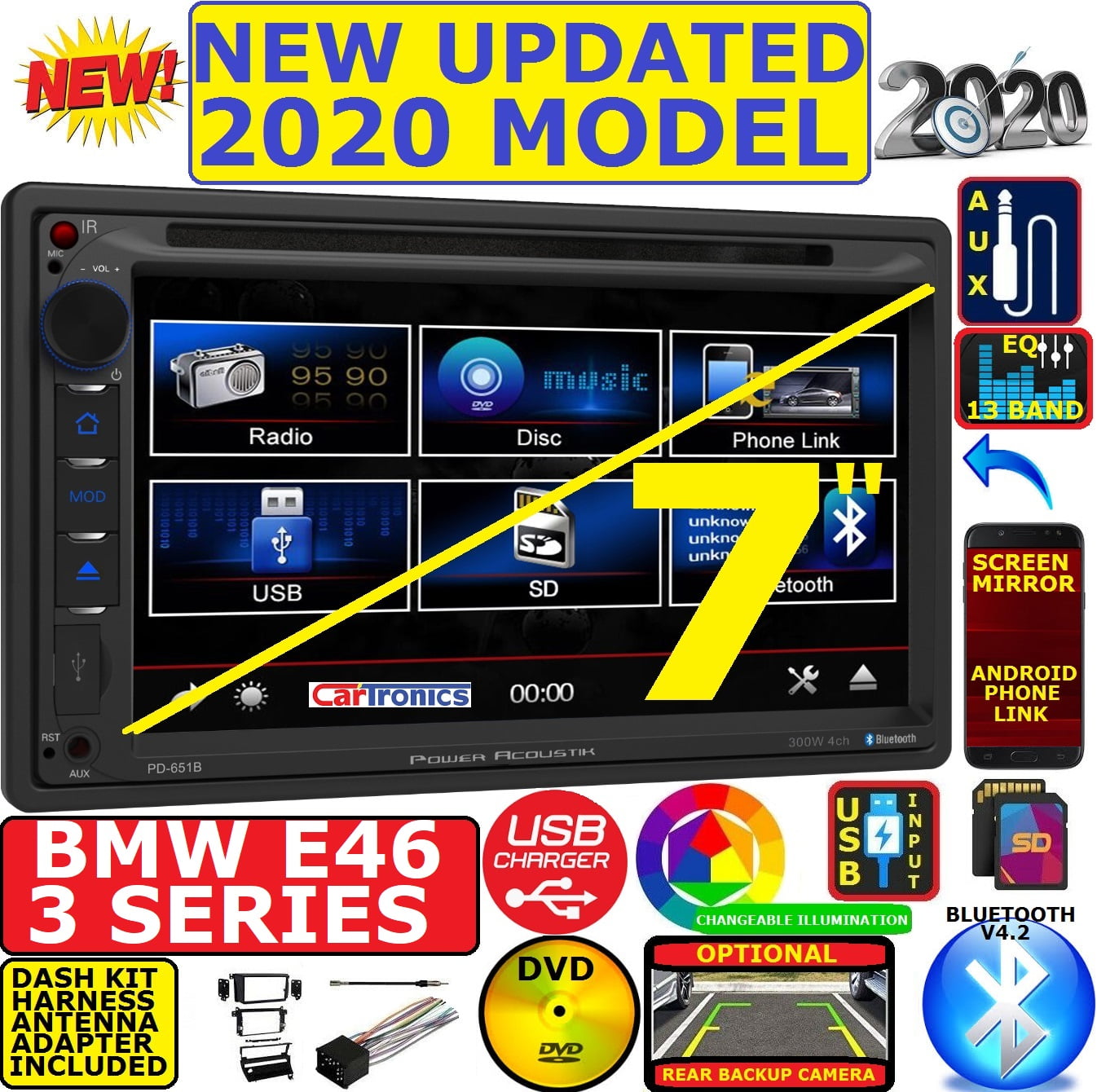 BMW E46 3 SERIES BLUETOOTH TOUCHSCREEN CD DVD USB Double Din Car Stereo ...
