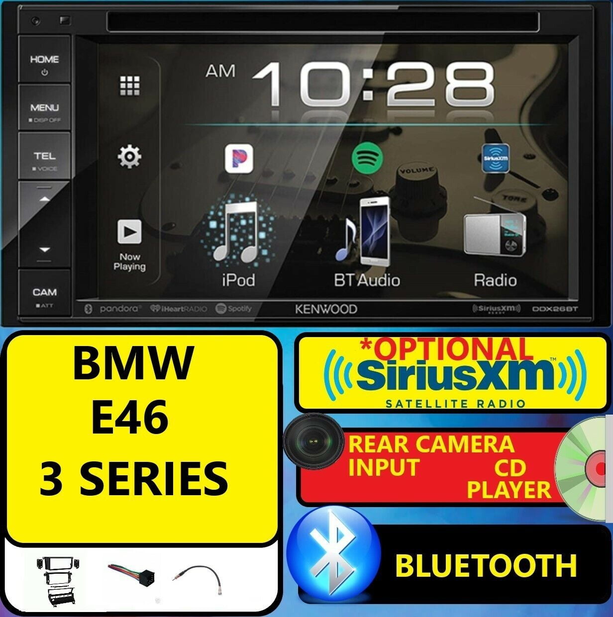 BMW E46 BLUETOOTH DVD USB Double Din Car Stereo Radio Dash Kit OPTIONAL ...