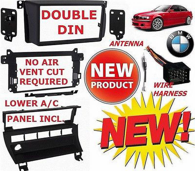 BMW E46 Double Din Car Stereo Radio Installation Dash Kit Bezel + A/C ...