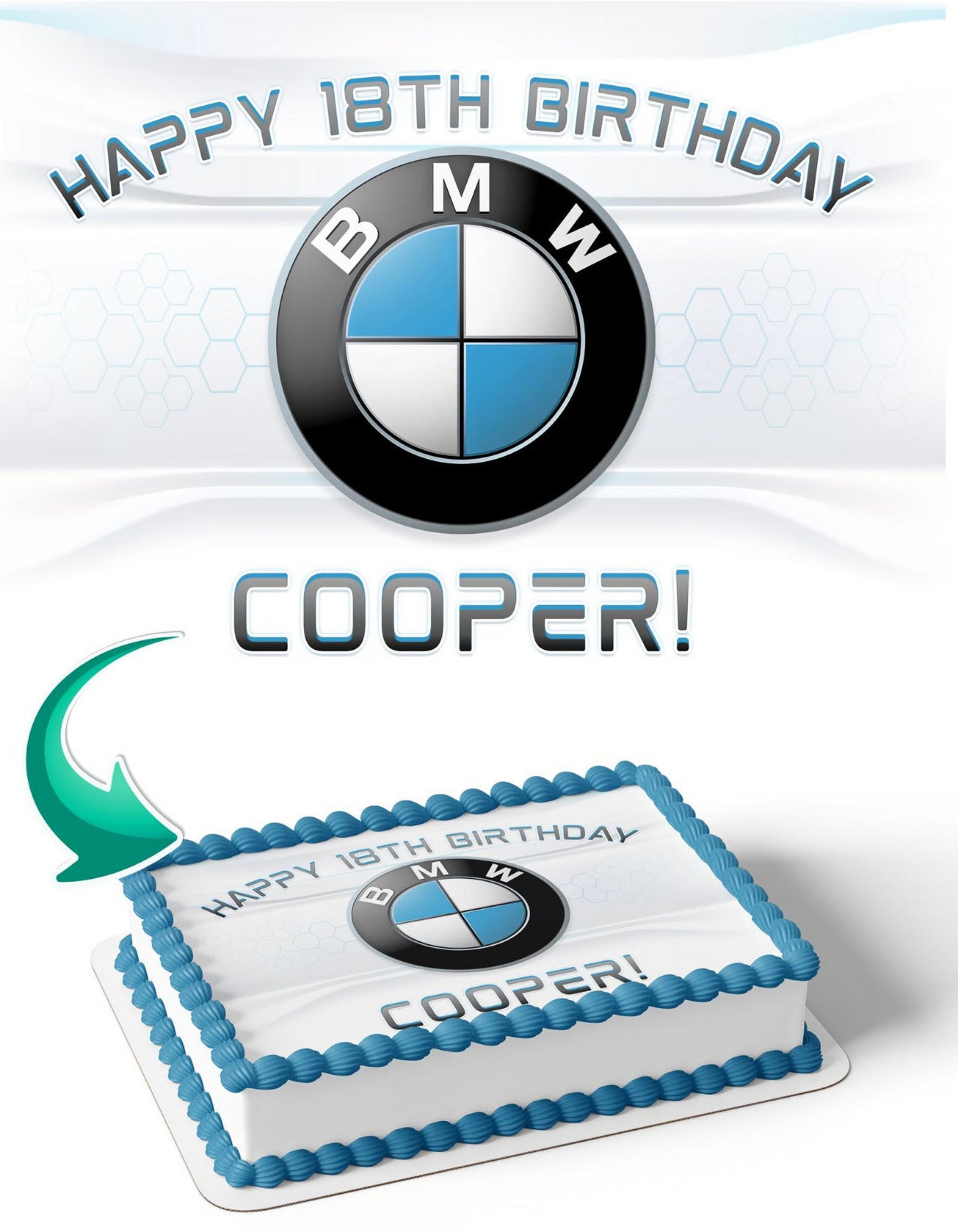 BMW Edible Cake Image Topper Personalized Birthday Party 1/4 Sheet ...