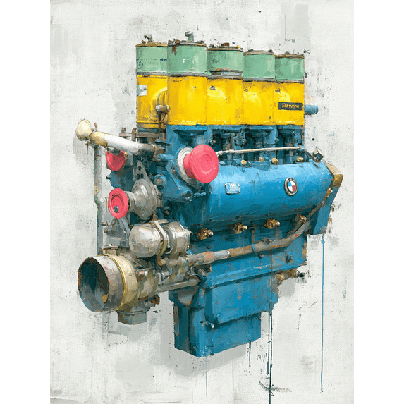 BMW Engine Abstract Canvas Print, Mechanic Art, Workshop Wall Decor and ...
