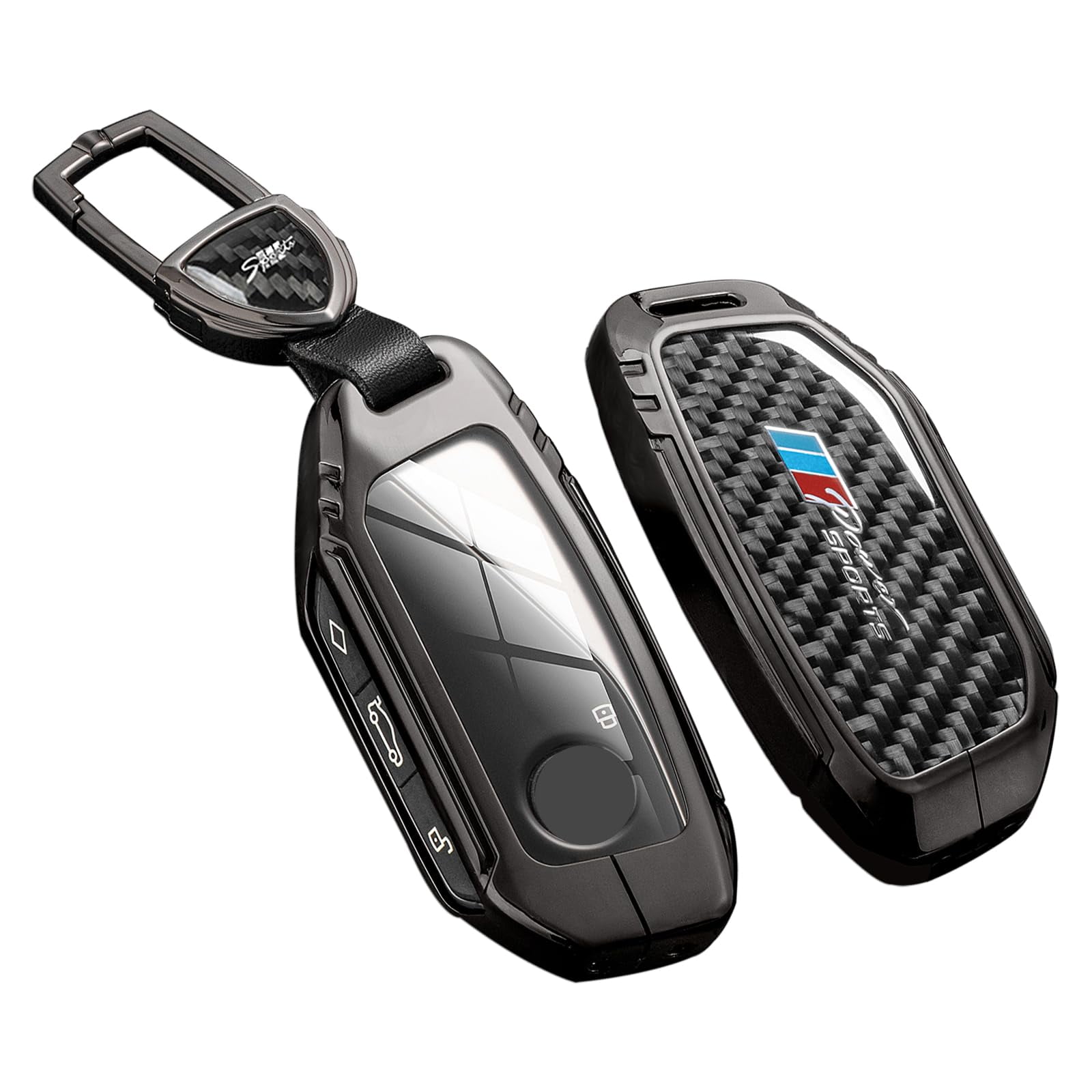 for BMW Key Fob Cover with Keychain,Real Carbon Fiber Zinc Alloy ...