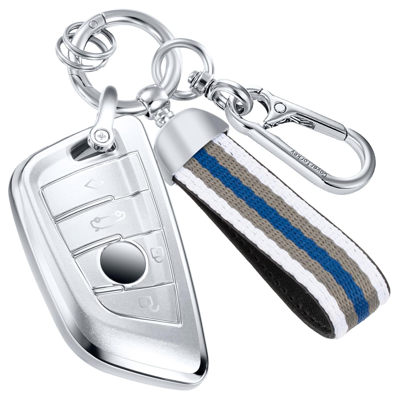for BMW Key Fob Cover with Upgraded Anti-Lost Metal Braided Rope ...