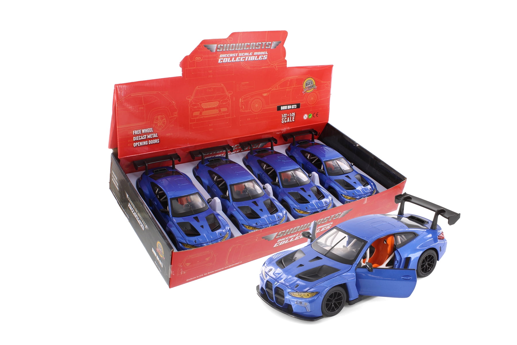 BMW M4 GT3, Blue - Showcasts 68277D - 1/24 Scale Diecast Model Car ...