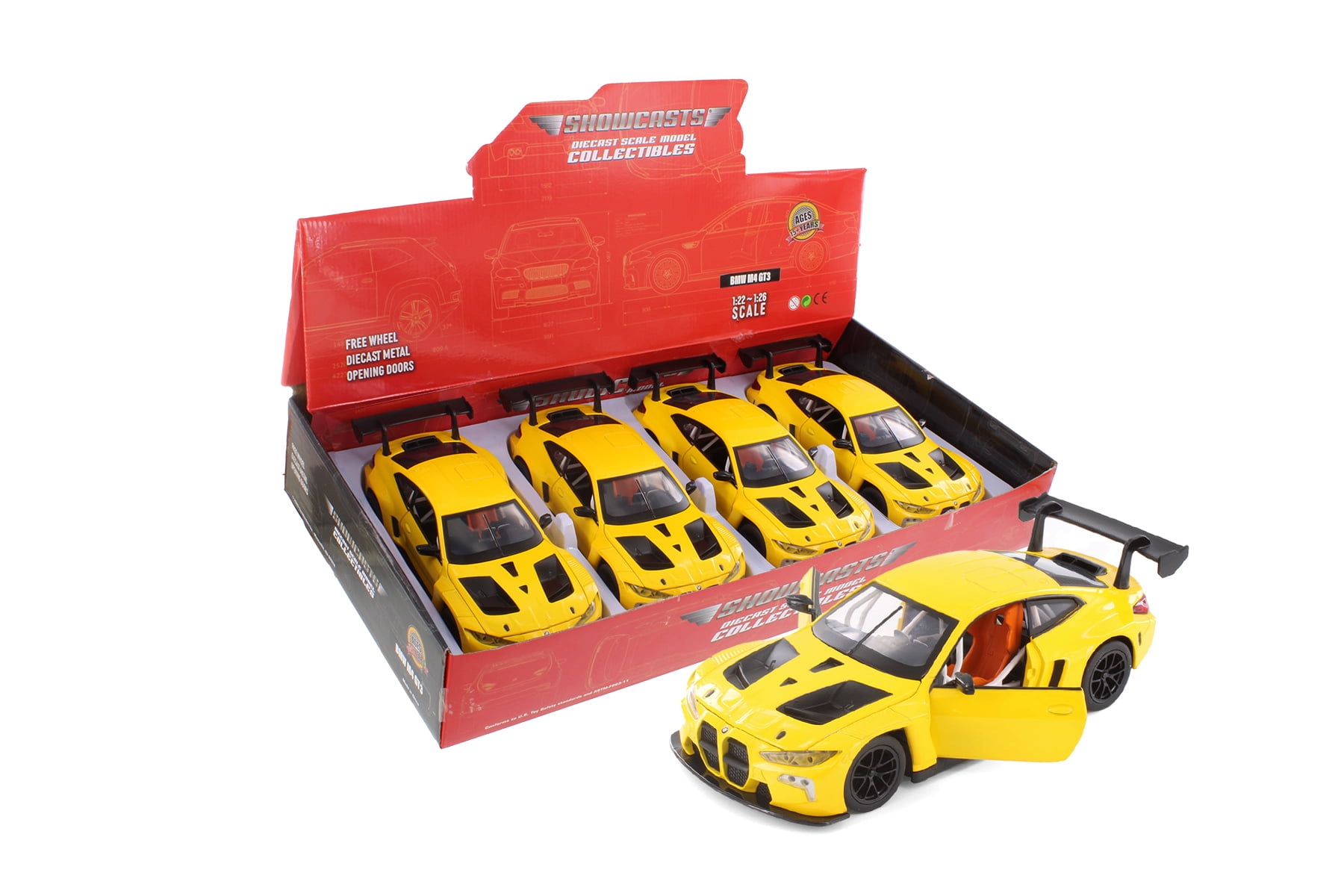 BMW M4 GT3, Yellow - Showcasts 68277D - 1/24 Scale Diecast Model Car ...