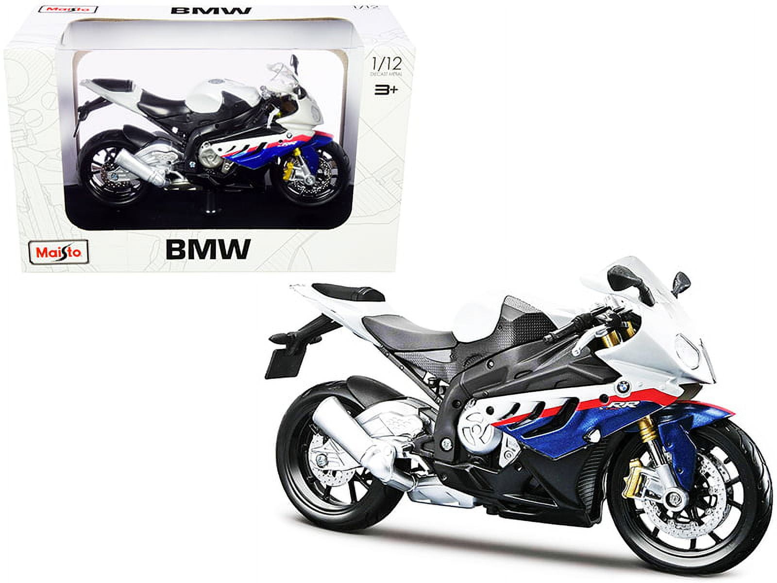BMW S 1000 RR White with Blue and Red Stripes with Plastic Display ...