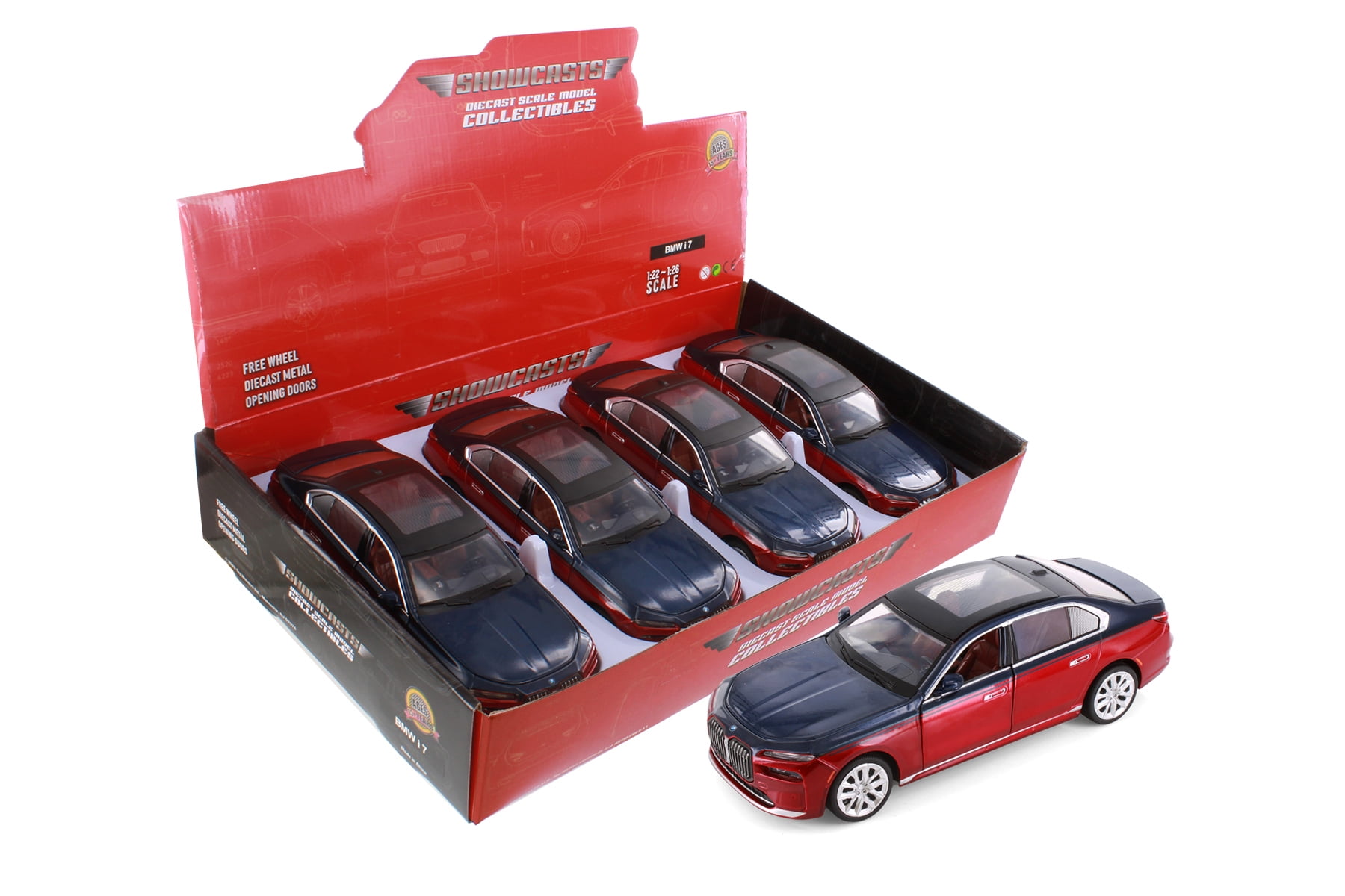 BMW i7 (G70) Limousine, Red/Blue - Showcasts 68288D - 1/24 Scale ...