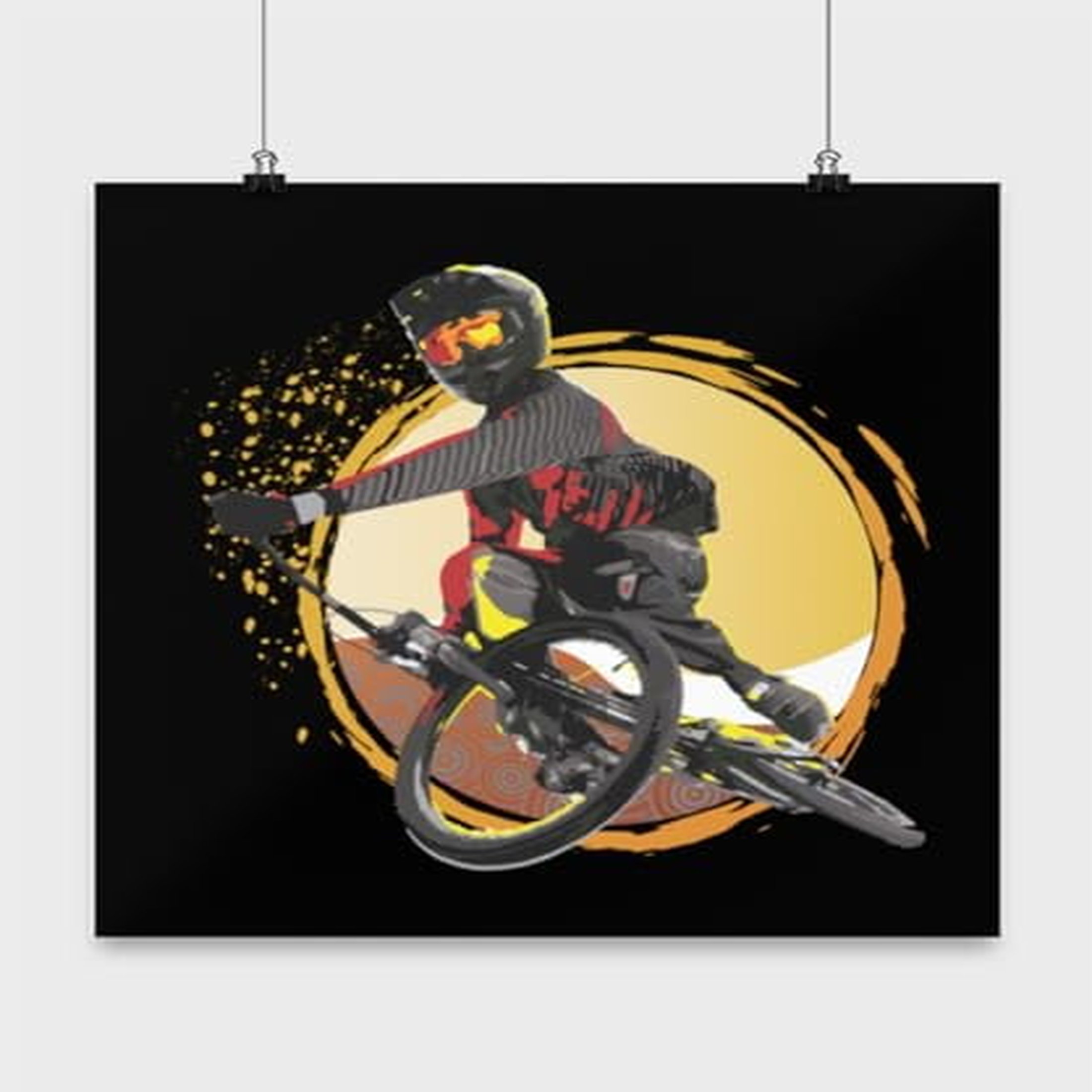 BMX Poster, 360 Degrees Spin, Biking Wall Art Gift, Black 13x13in ...