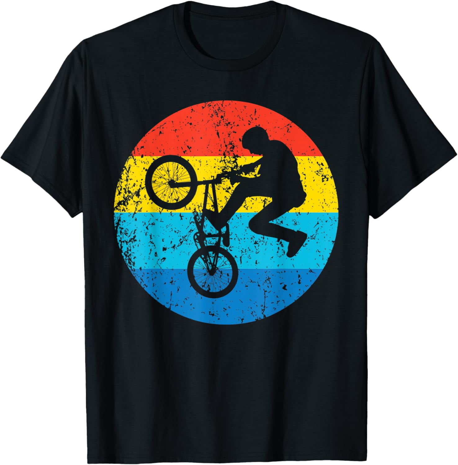 BMX Vintage BMX Bike Rider Retro 1970's Style Circle T-Shirt men and ...
