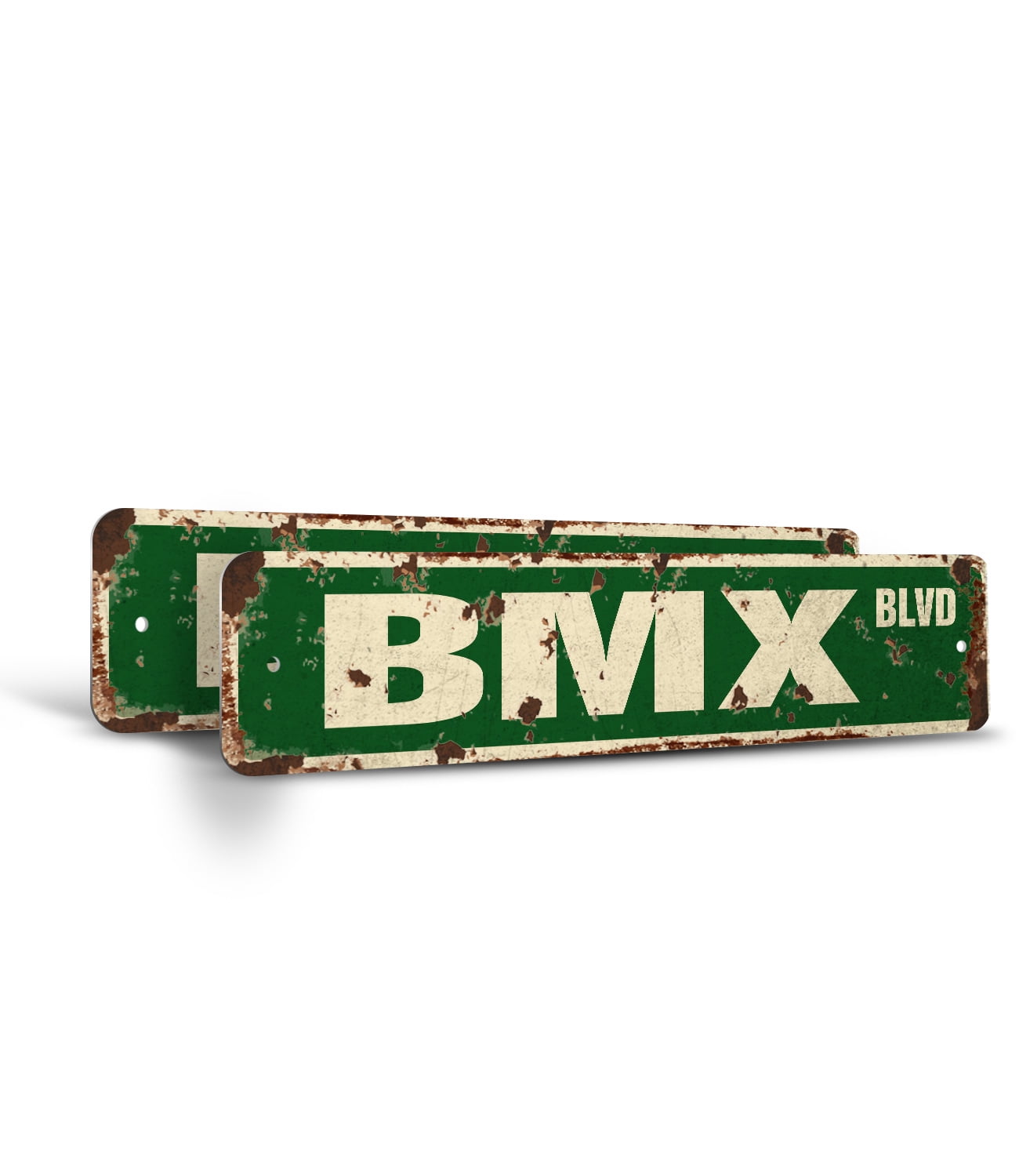 BMX Vintage Style Rustic Street Sign – (2 Pack) Bike Frame Bars Race ...