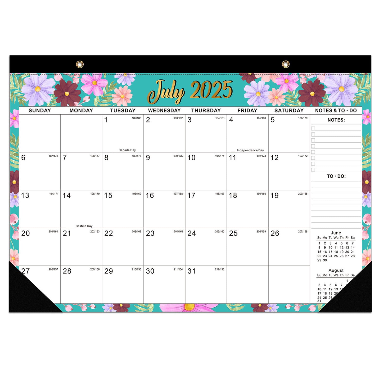 BMYJ 18-Month Continuous Desk Calendar From July 2025 to December 2026 ...