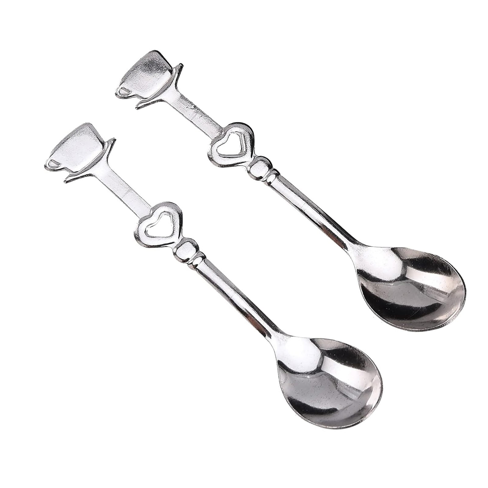 BMYJ 2-Piece Heart Shape Stainless Steel Drinking Spoon Set, Elegant ...