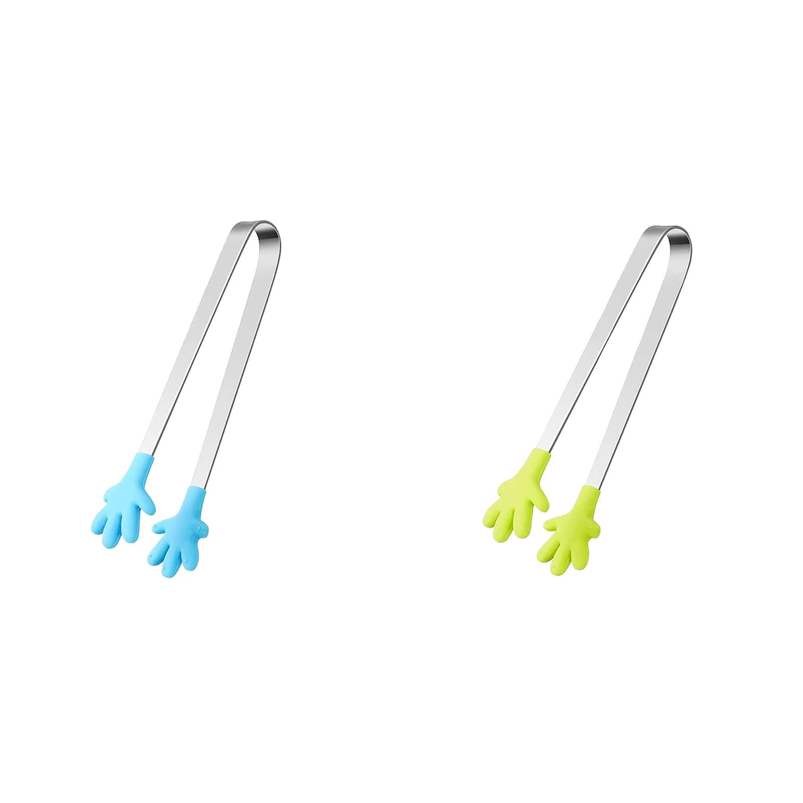 BMYJ 2PCS Steel Tongs Tongs Kitchen with Hand Shaped Silicone Mini Head ...