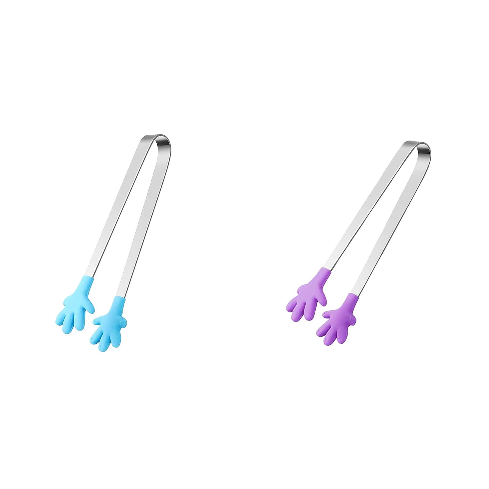 BMYJ 2PCS Steel Tongs Tongs Kitchen with Hand Shaped Silicone Mini Head ...