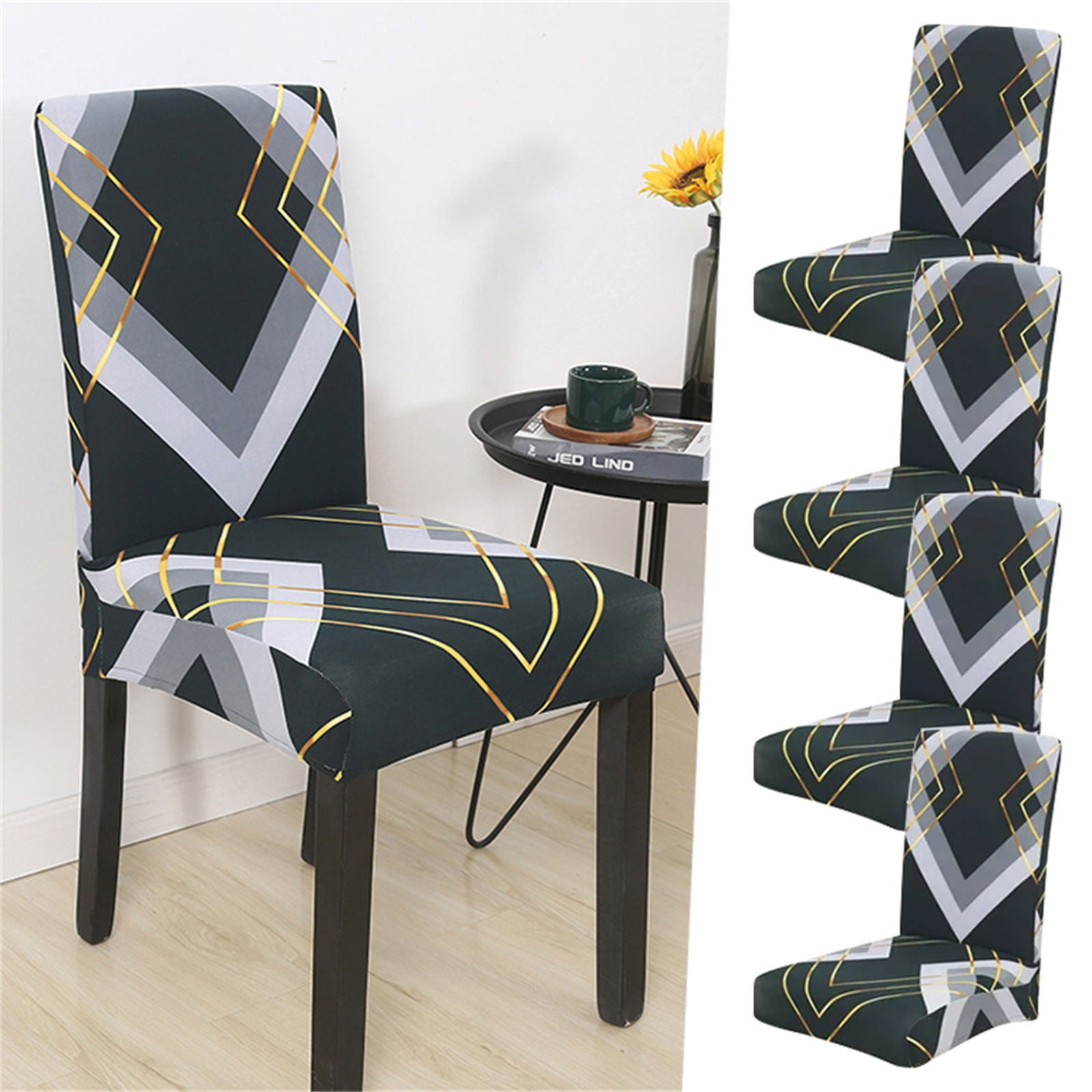 BMYJ 4 PCS Universal Full Cover Chair Cover European and American Solid ...