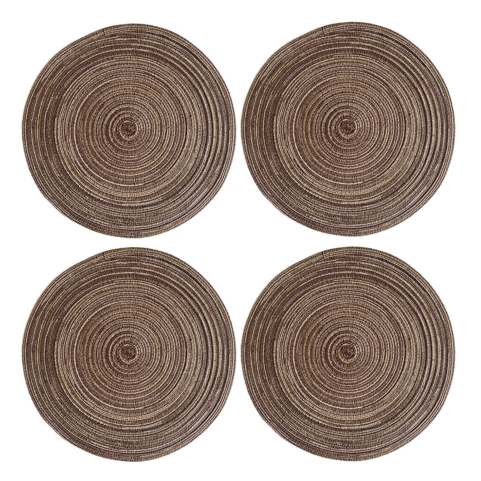 BMYJ Braided Round Placemats Set of 4, Woven Washable Non-Slip Table ...