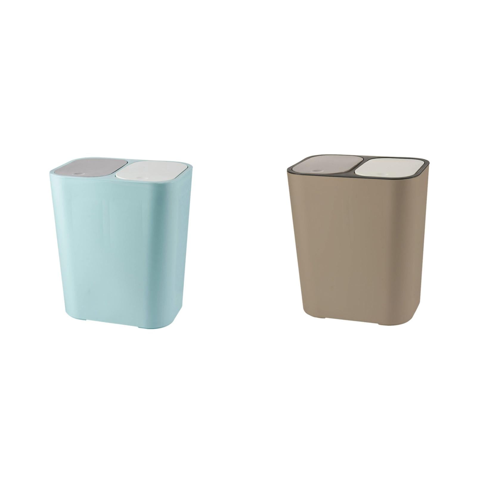 BMYJ Dual Trash Can, 2 Compartment Kitchen Garbage Can Plastic Dry and ...