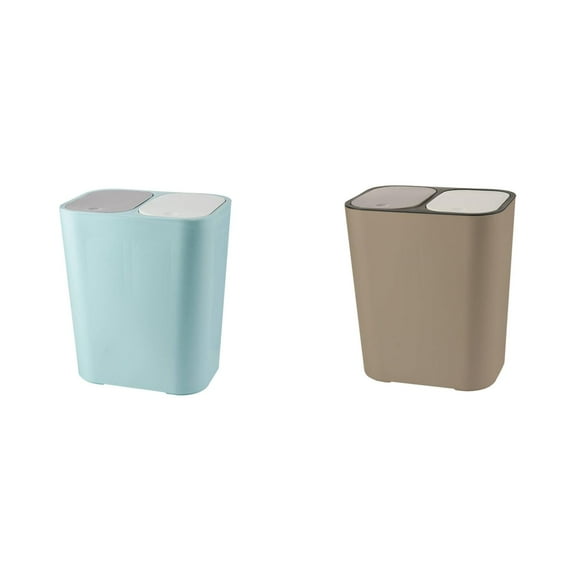 BMYJ Dual Trash Can, 2 Compartment Kitchen Garbage Can Plastic Dry and ...