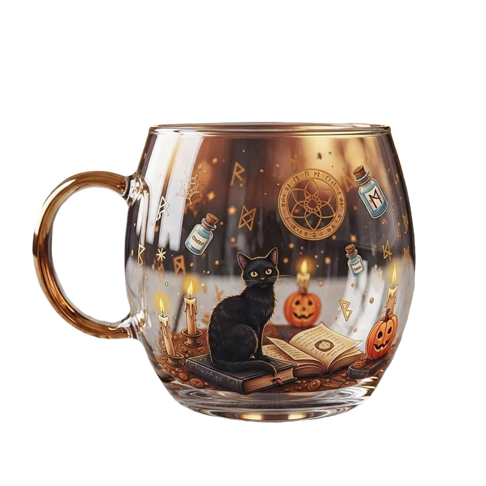 BMYJ Glass Mug, Halloween Home Décor, Coffee and Tea Glass Mug, Fall ...