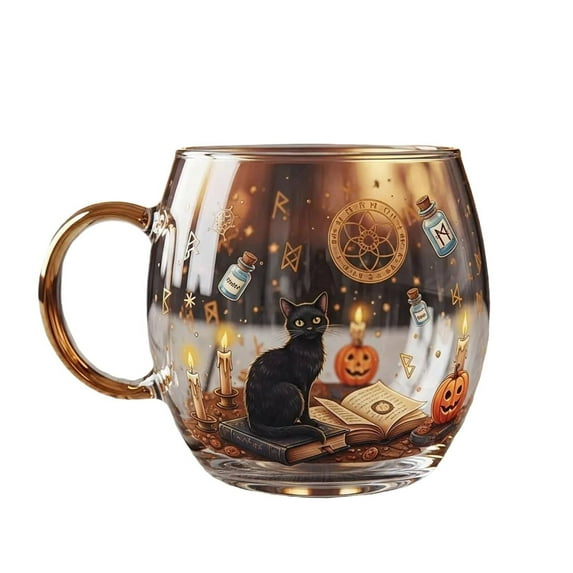 BMYJ Glass Mug, Halloween Home Décor, Coffee and Tea Glass Mug, Fall ...