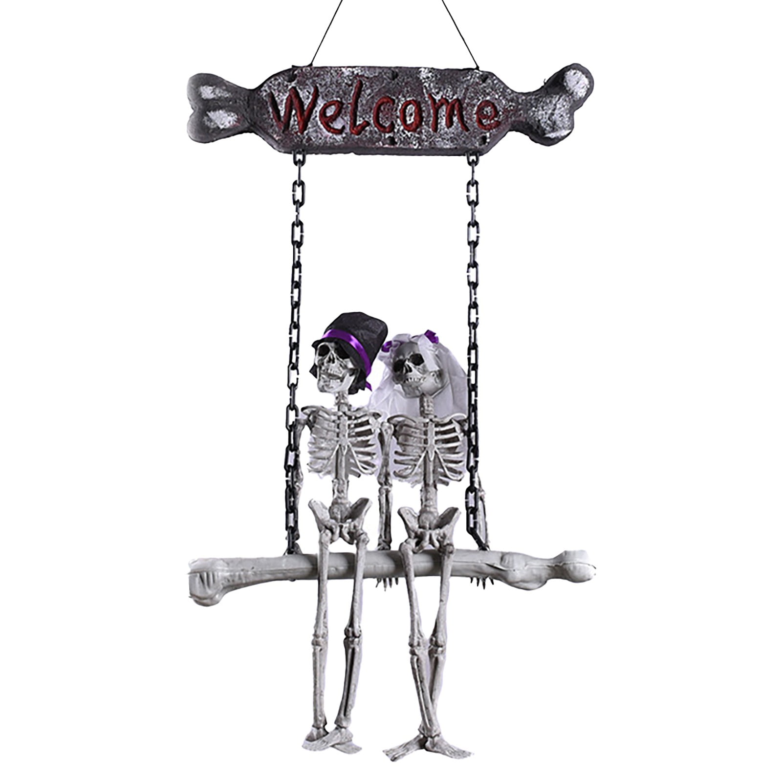 BMYJ Halloween Skeleton Decorations - Hanging Bride & Groom Skeleton ...