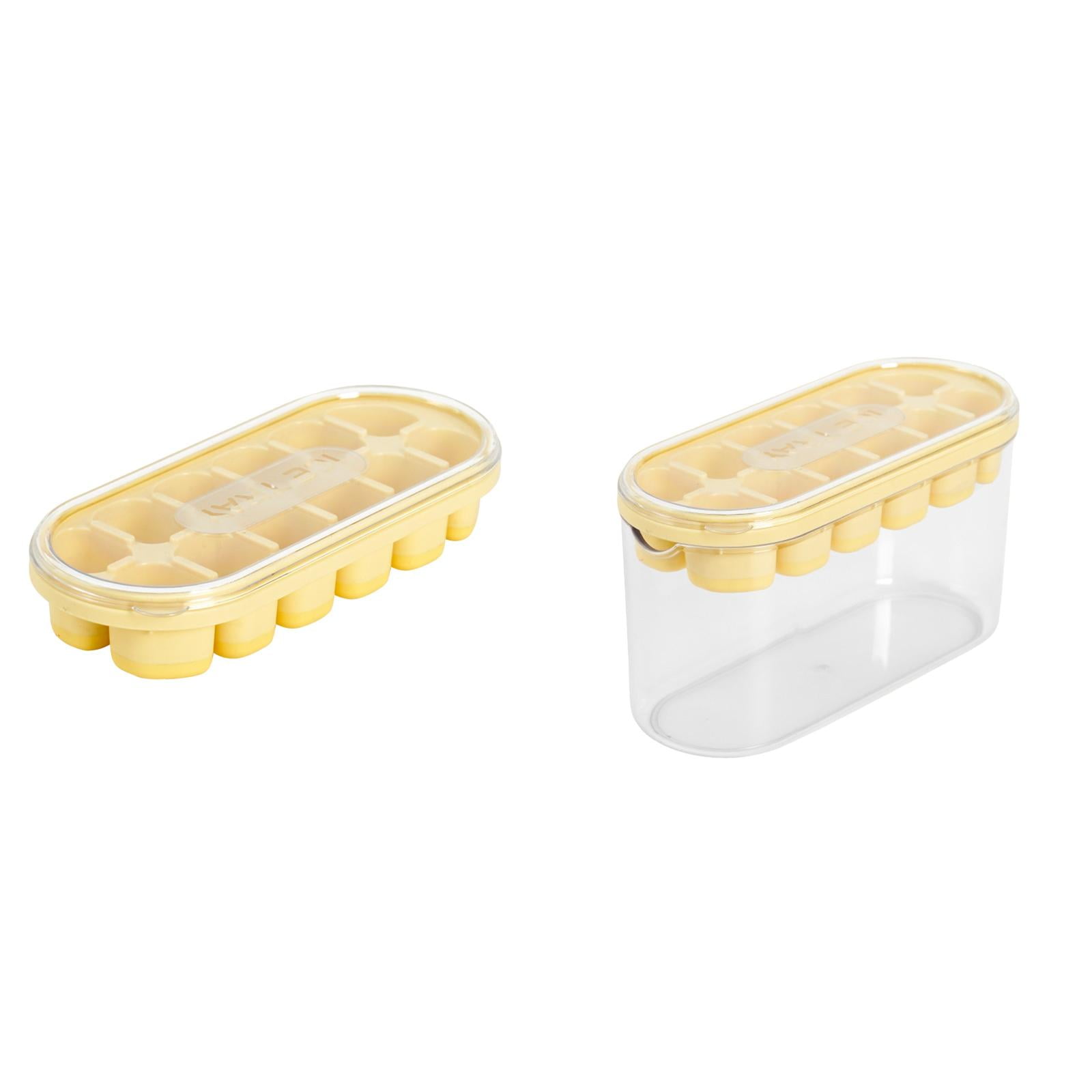 BMYJ Ice Cube Tray with Lid and Bin, Silicone Plastic Ice Cubes Trays ...