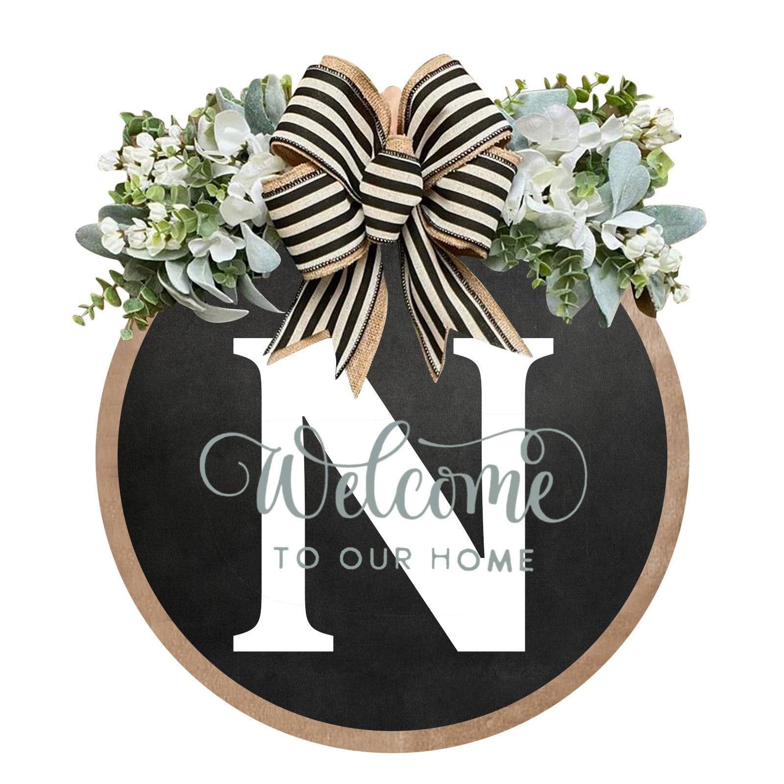 BMYJ Last Name Wreath 16" - Year-Round Front Door Decor with ...