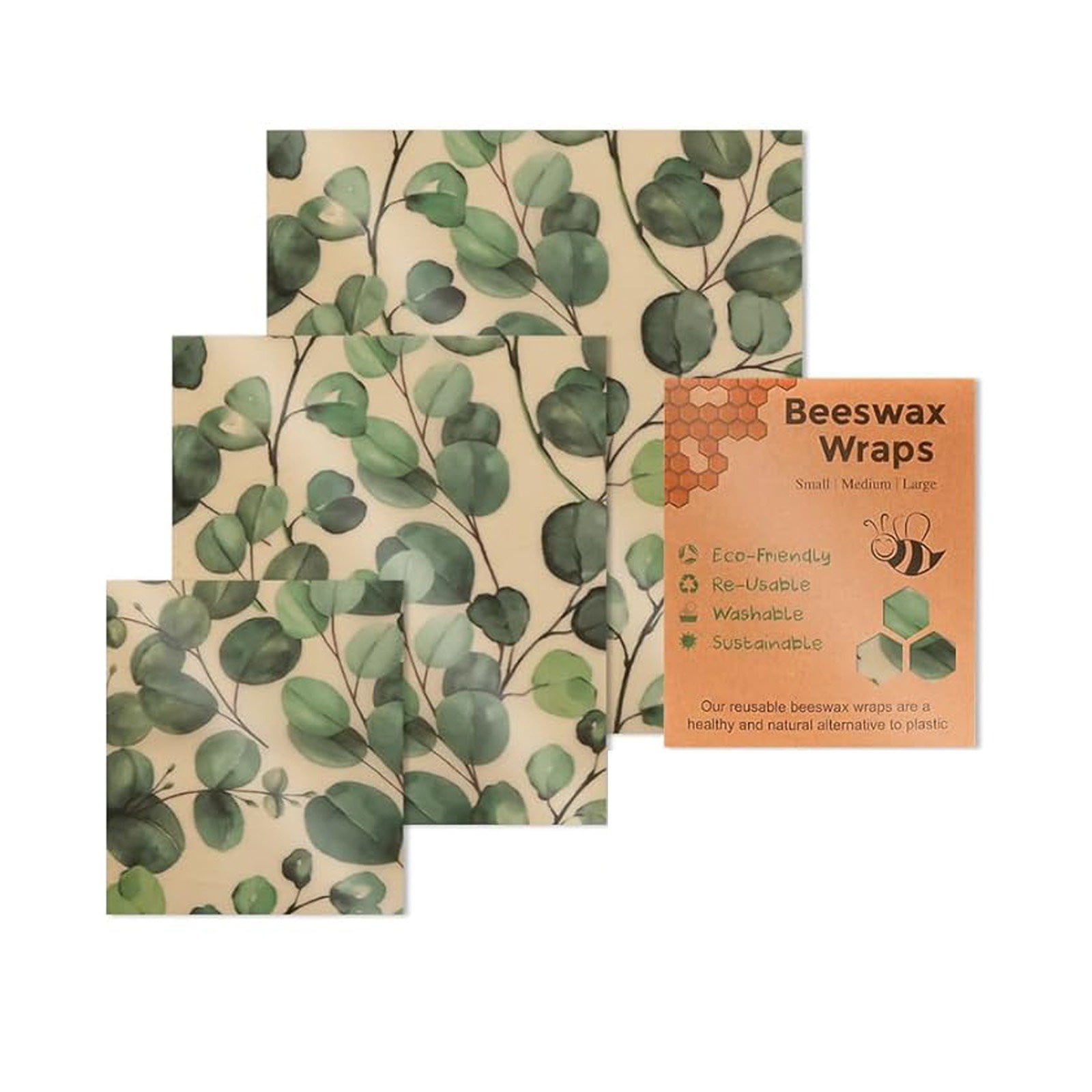 BMYJ Reusable Beeswax Food Wraps 3-Pack, Biodegradable Eco-Friendly ...