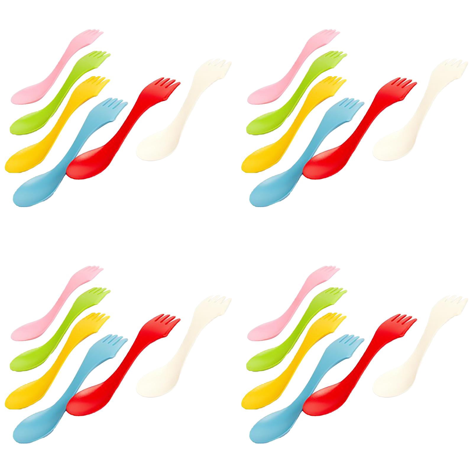 BMYJ Weaning 2 in 1 Spoons and Forks Set Silicone Spoon First Self Feed ...