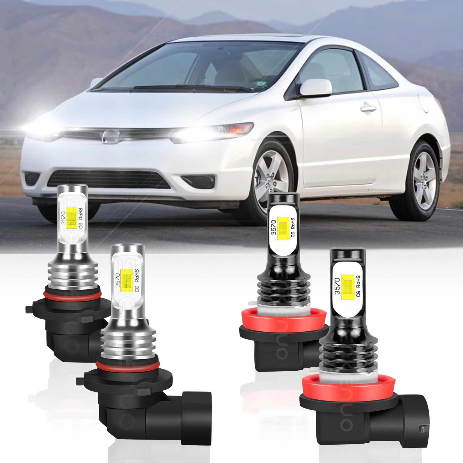 BMZONCC For 2016-2020 Honda Civic H11 9005 LED Headlight Bulbs High Low ...