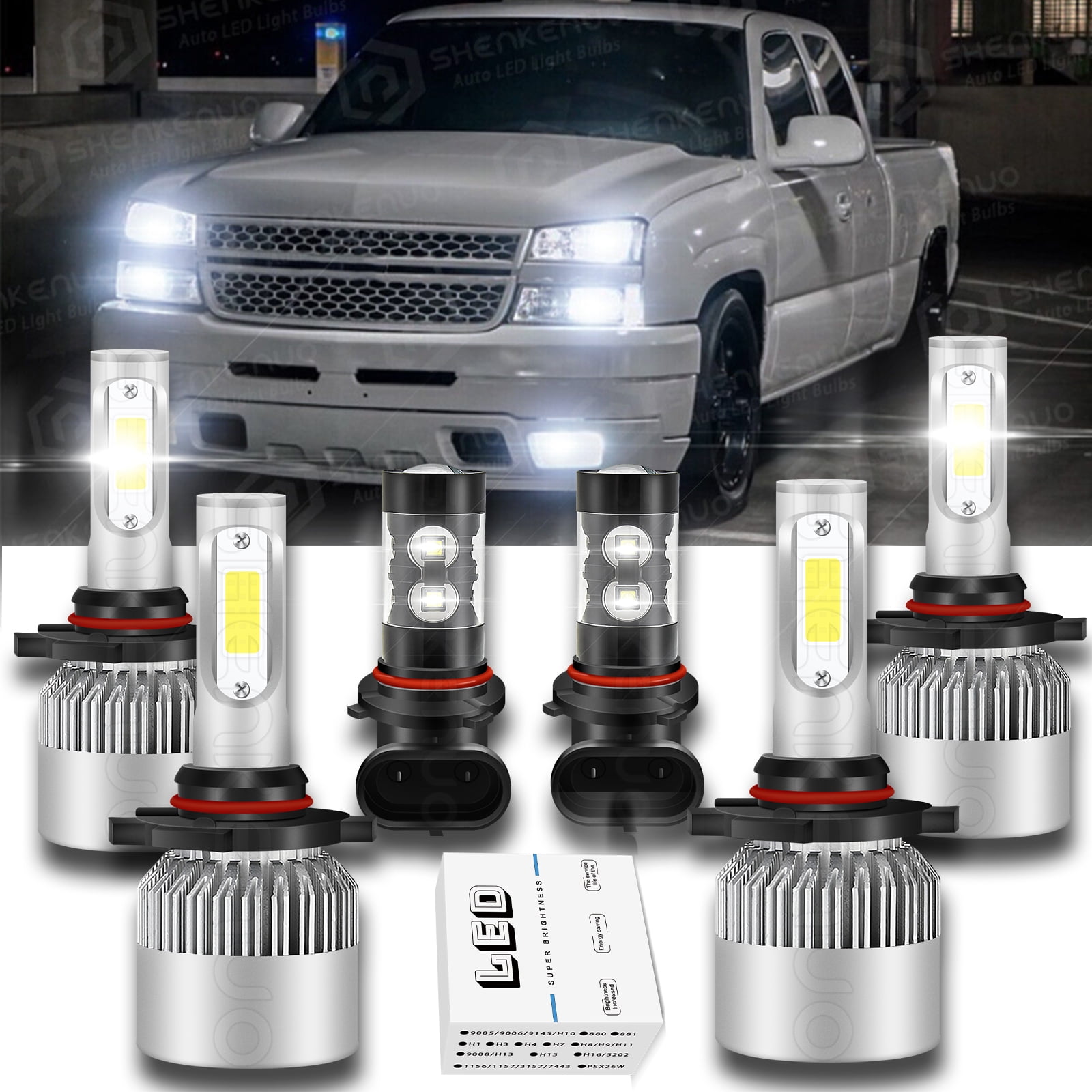 BMZONCC LED Headlight Bulbs for Chevy Avalanche 2002-2005, 9005 High+ ...