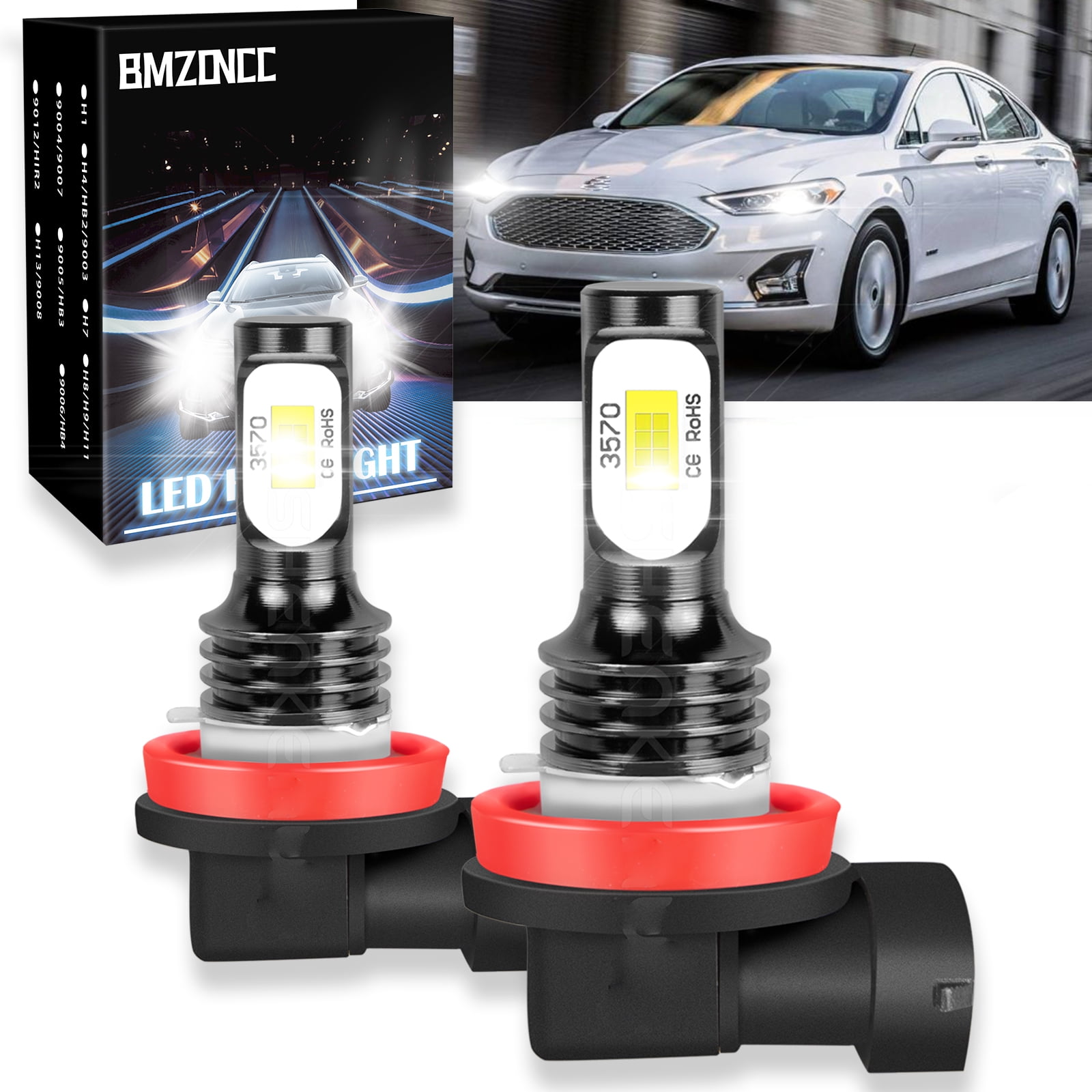 BMZONCC For Ford Fusion 2006-2016 H11 LED Headlight Bulbs Kit 6000K ...