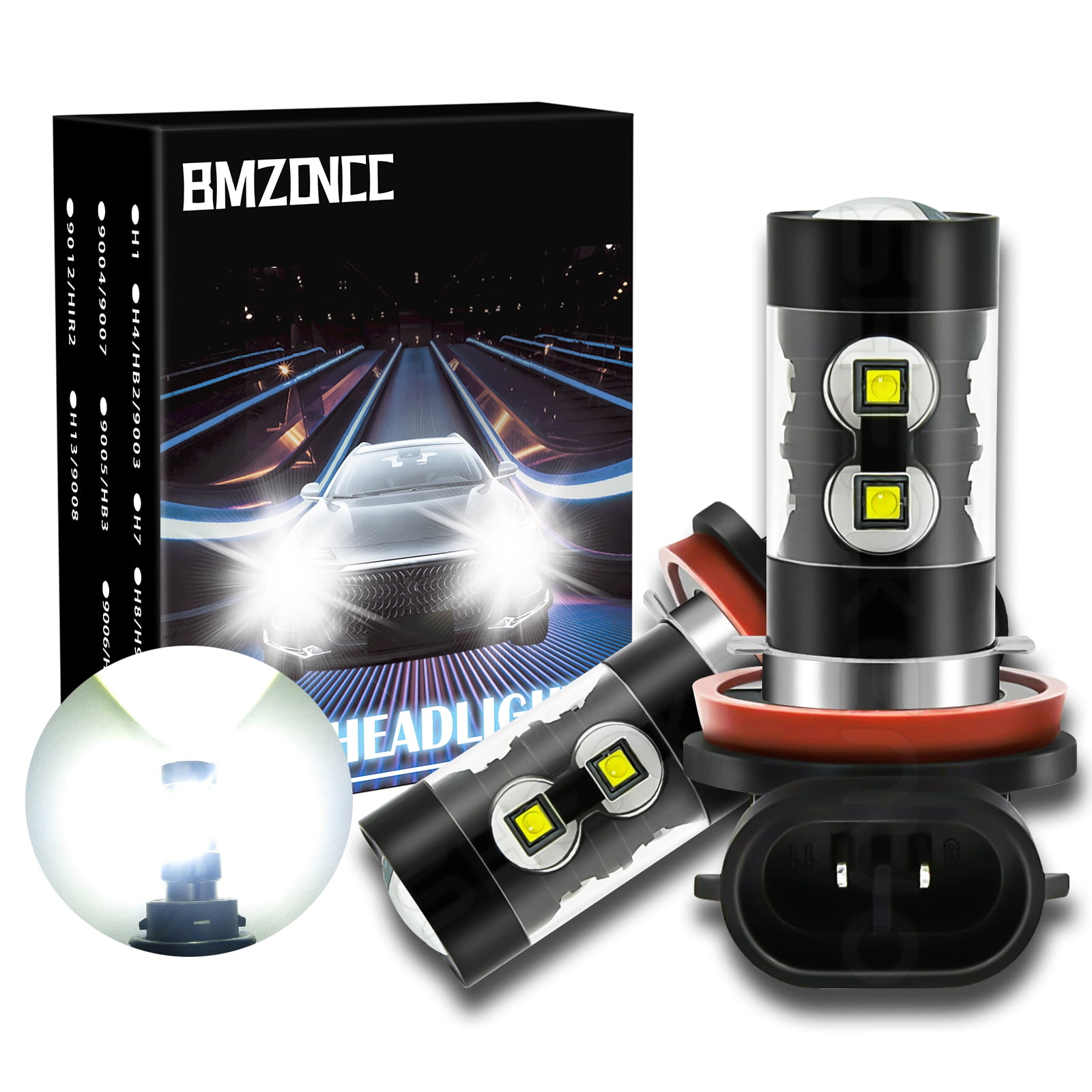 BMZONCC H8 H11 H16 LED Fog Light Bulbs High Power 4000 Lumens 6000K ...