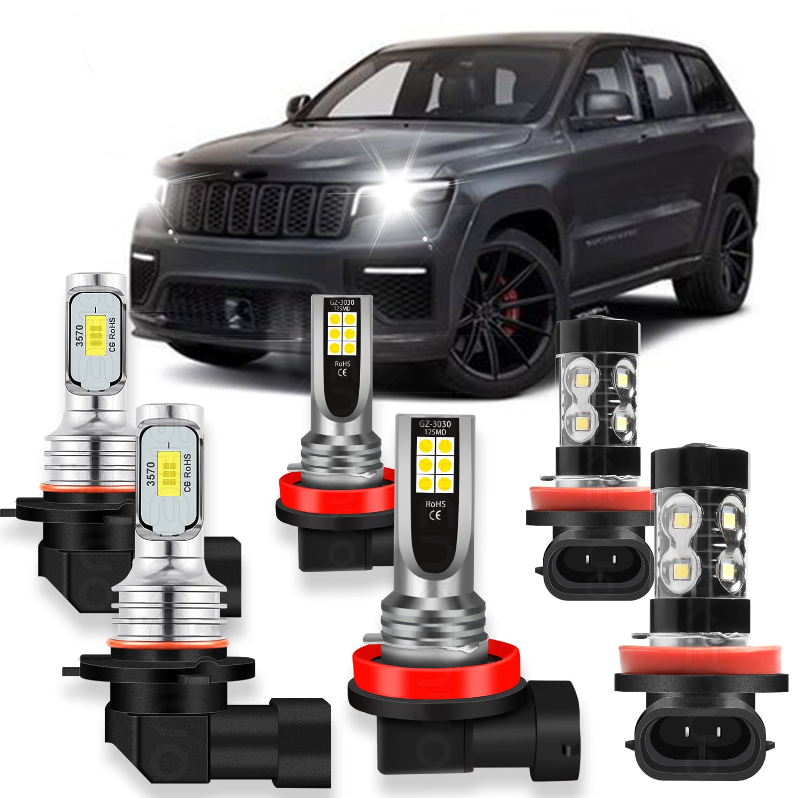 BMZONCC for Jeep Grand Cherokee 2014-2018 6X LED Headlight Fog Light ...