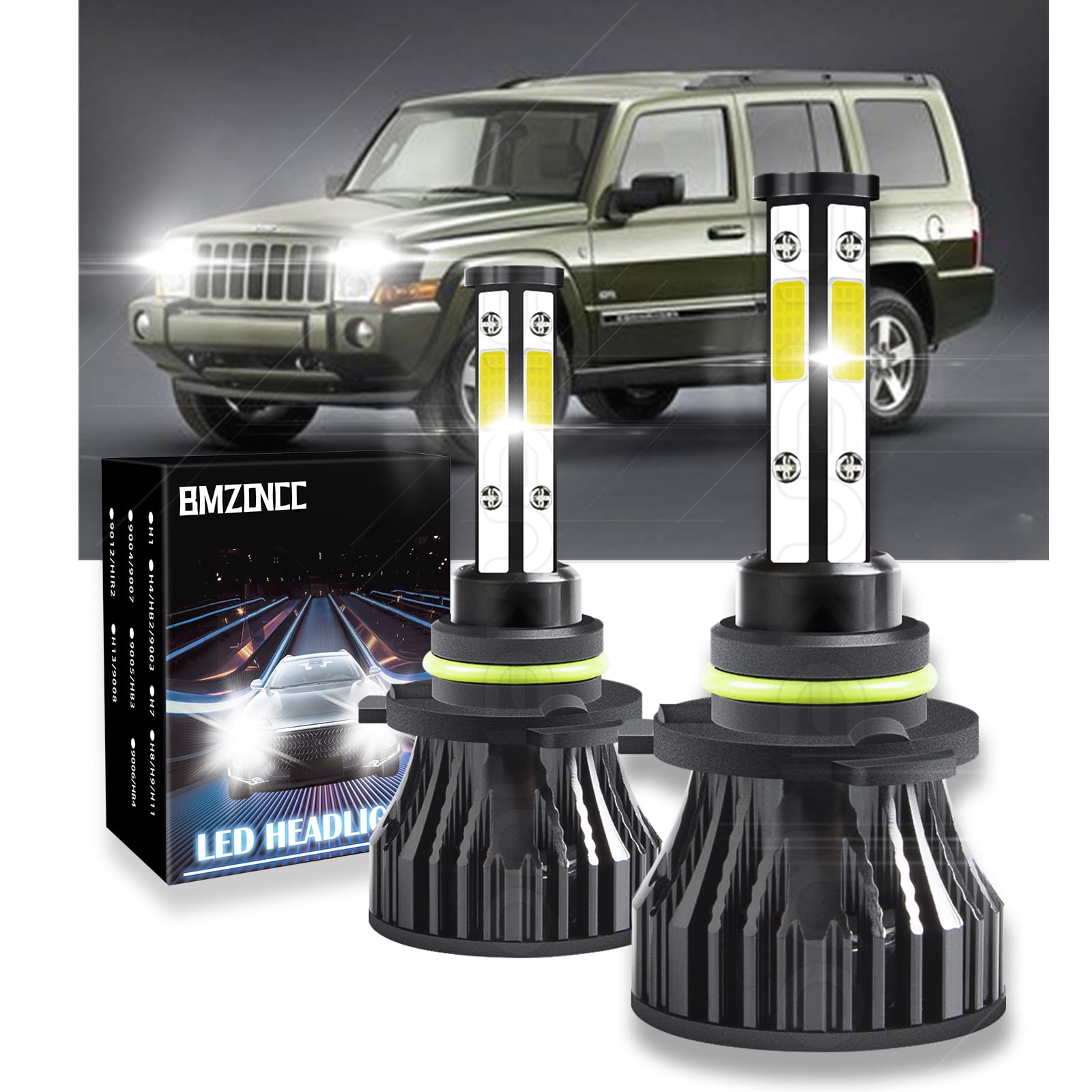 BMZONCCFor 2006-2010 Jeep Commander Odyssey 4-side 9006 HB4 LED ...