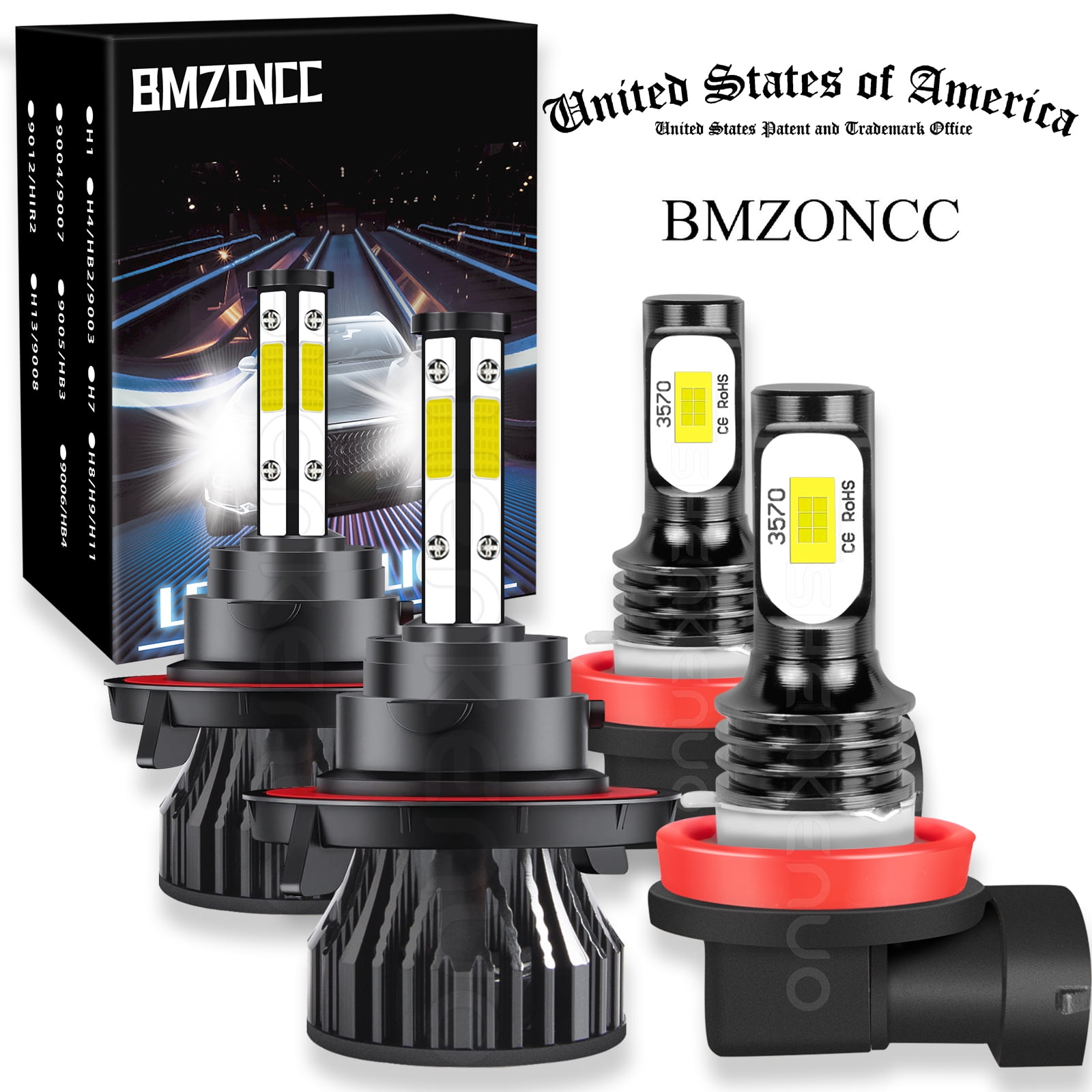 BMZONMCC For Ford Focus 2008-2011 Combo 6000K LED Headlight H13 High ...