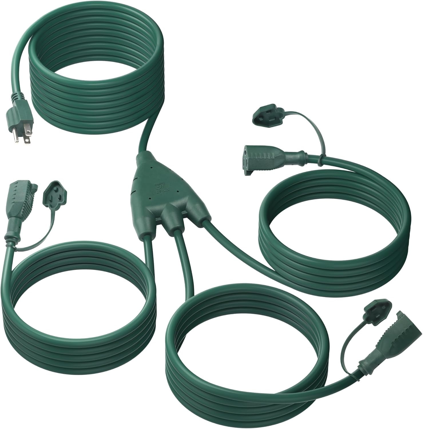 BN-LINK 1 to 3 Splitter Extension Cord, 24 ft End to End, 36 ft Total ...