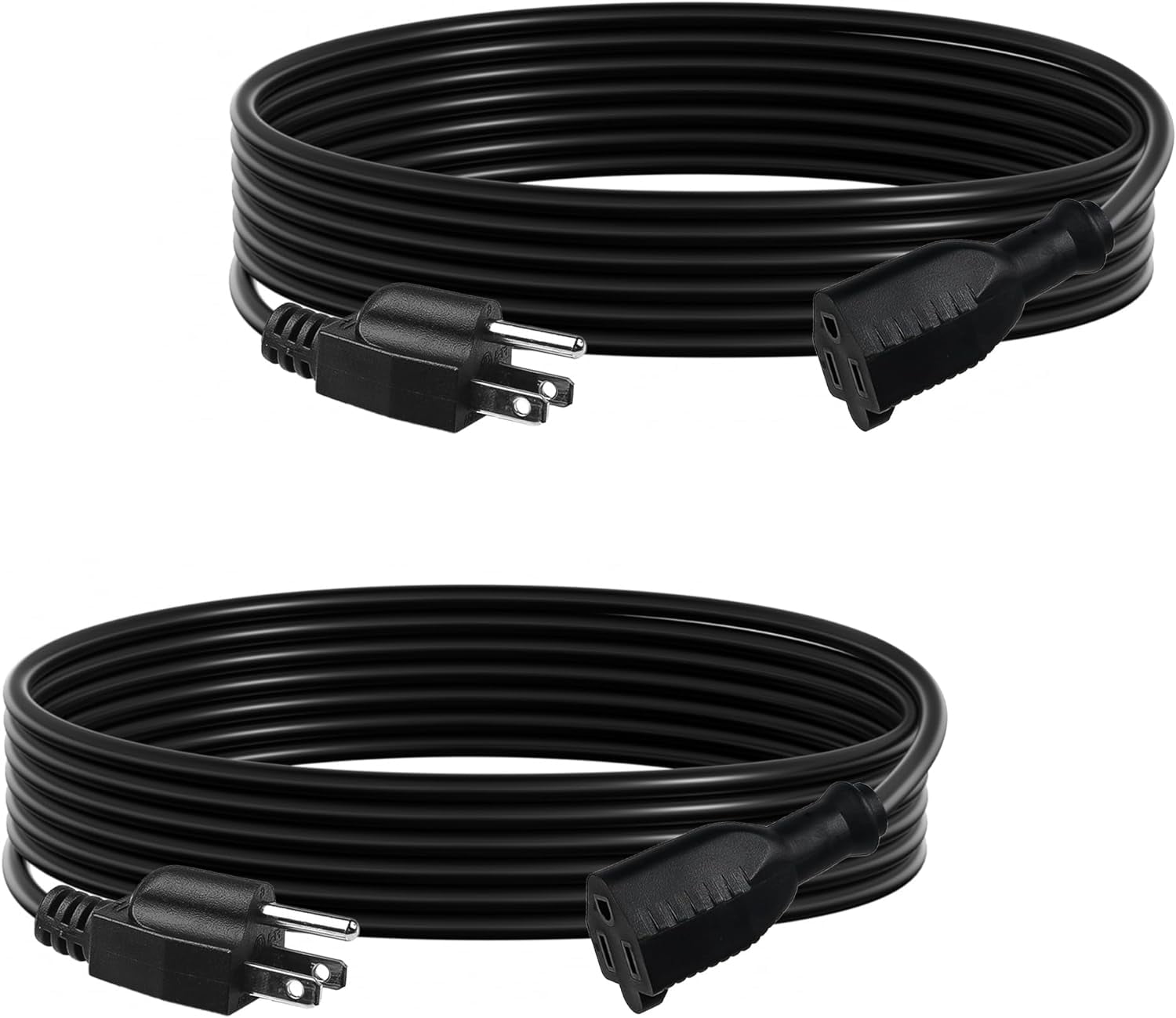 BN-LINK 15 ft Indoor Outdoor Extension Cord 16/3 SJTW, 2 Pack, Black, 3 ...